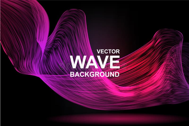 Abstract Wave Background. Wavy Smooth Fractal Lines on Dark Backdrop ...