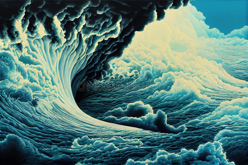 Abstract Wave Becoming Dark Clouds, Heavy Aggressive Ocean Stormy, Ai ...