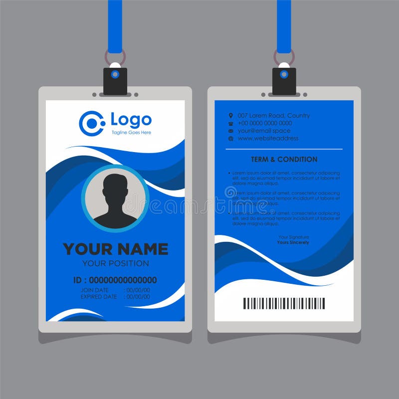 Abstract Wave Blue Id Card Design Template Vector Stock Vector ...