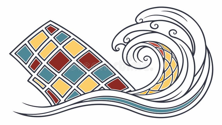 Abstract Wave with Checkerboard Pattern and Swirling Detail, Vector ...