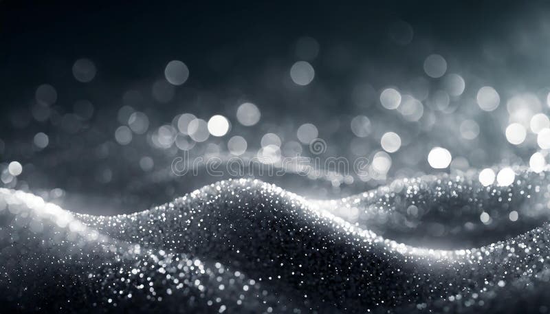 Abstract Wave Composed of Silver Particles with Bokeh Light Effects ...