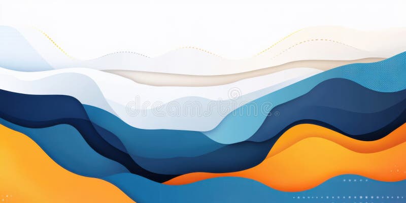Abstract Wave Composition in Blue Orange and White with Modern Layered ...