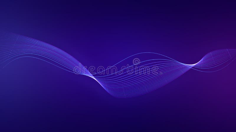 Abstract Wave Connect for Dots and Lines on Blue and Purple Background ...
