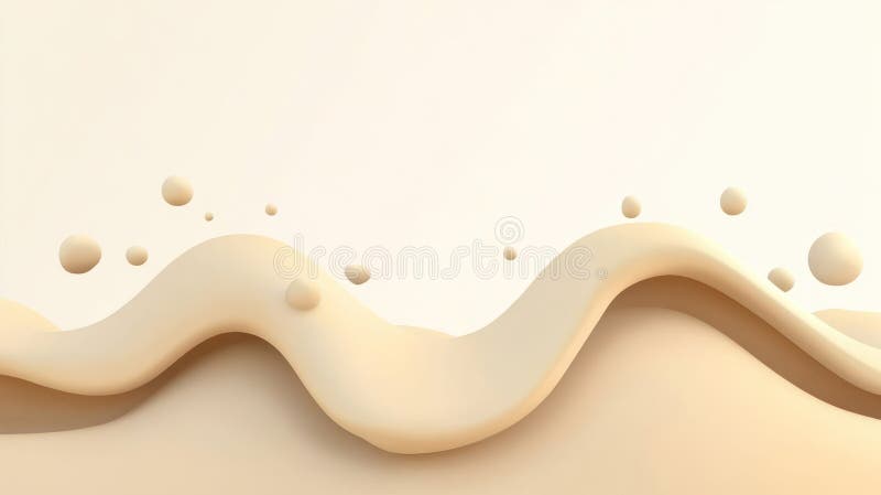 Abstract Wave of Creamy Substance with Floating Droplets Against a ...