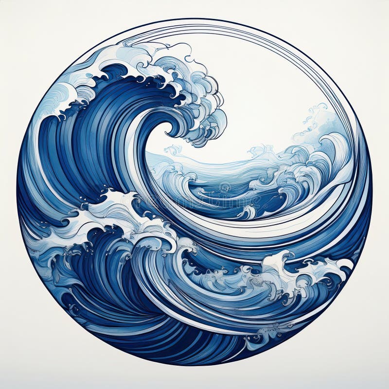 Abstract Wave Crest with Spiral Shape Stock Illustration - Illustration ...