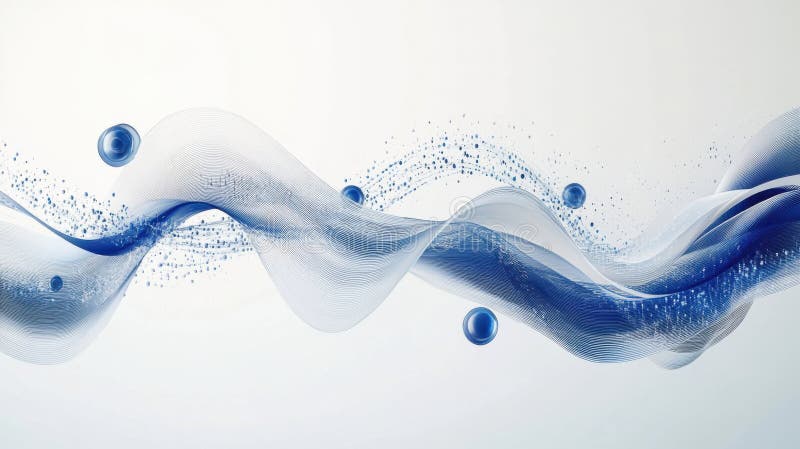 Abstract Wave Design with Blue Digital Particles and Flowing Lines for ...