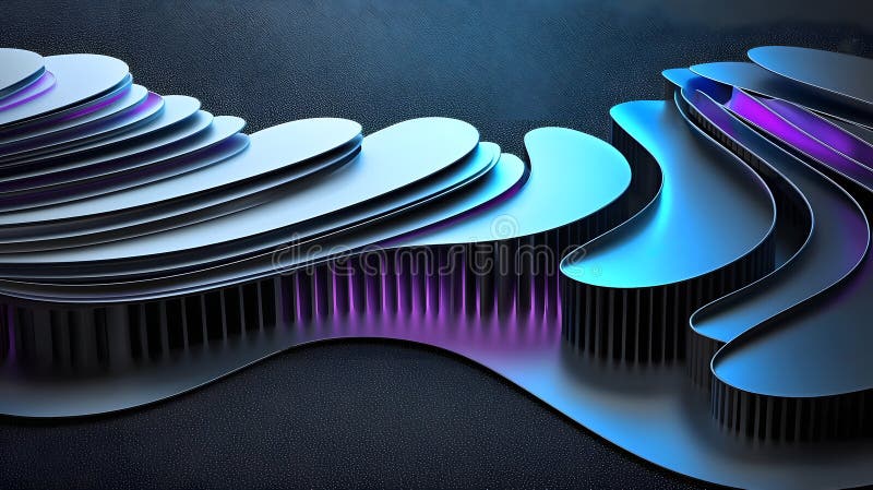 Abstract Wave Design in Blue and Purple Tones. Stock Illustration ...