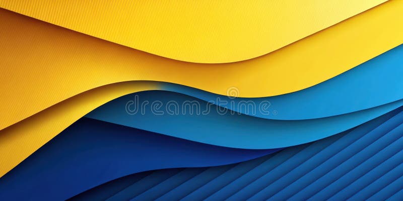 Abstract Wave Design Blue and Yellow Layered Curves and Lines ...