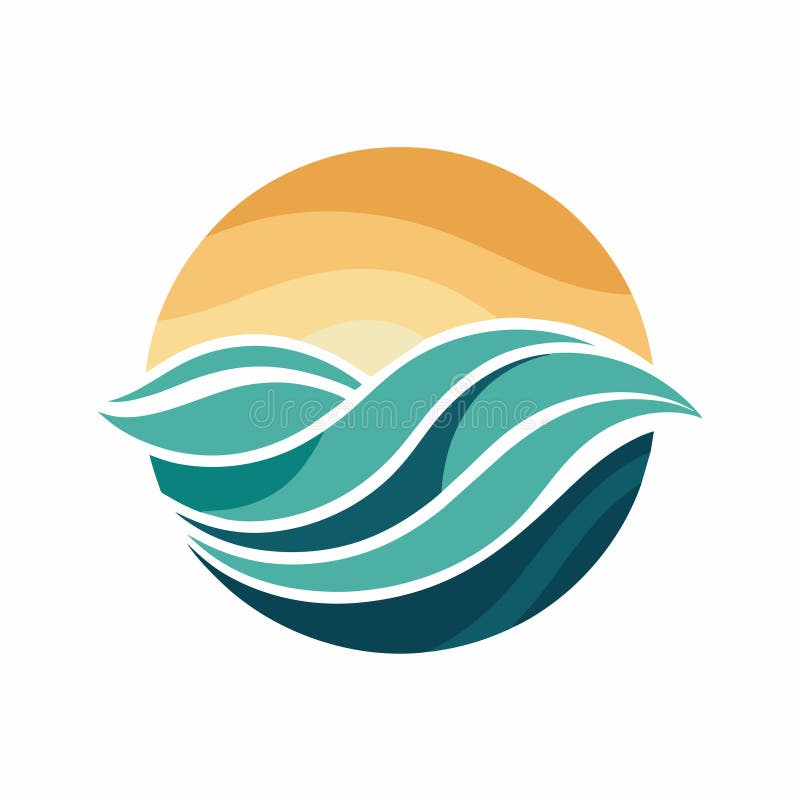 Abstract Wave Design with Calming Hues and a Setting Sun, Abstract ...