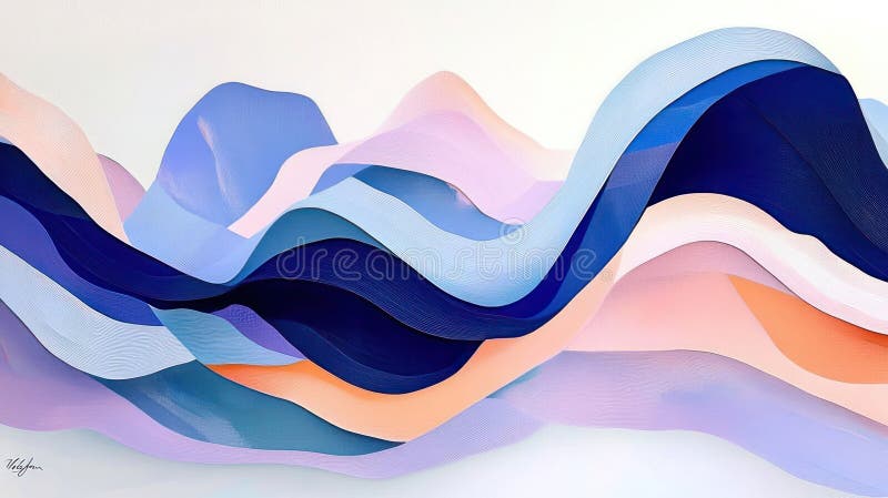 Abstract Wave Design Featuring Flowing Ribbons in Soft Pastel Colors ...
