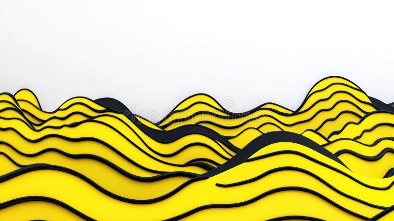 Abstract Wave Design Featuring Yellow and Black Color Scheme Stock ...