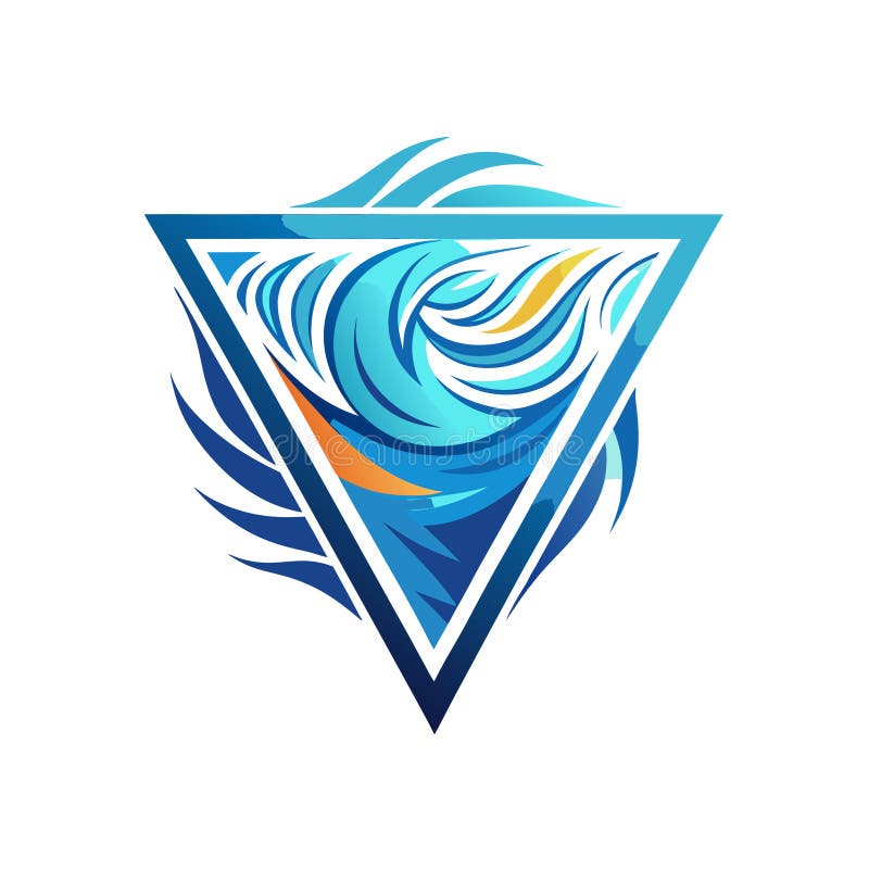 Abstract Wave Design Inside Triangle Frame with Blue Color Gradient on ...