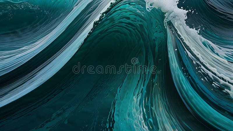 An Abstract Wave Design in Layered Shades of Aqua and Turquoise Stock ...