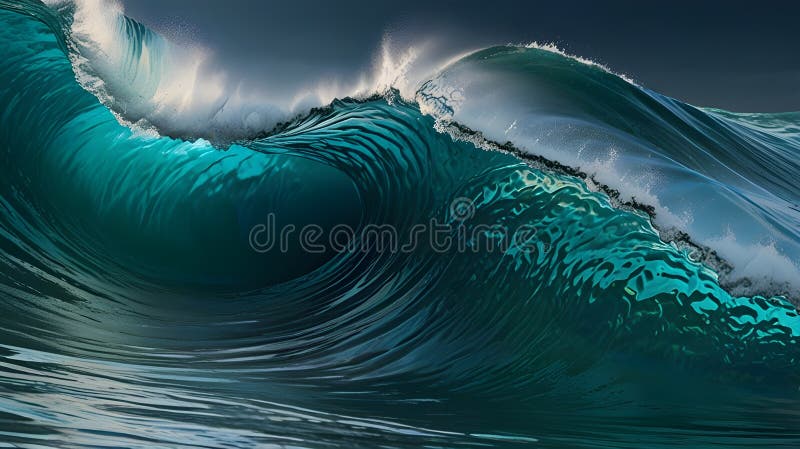 An Abstract Wave Design in Layered Shades of Aqua and Turquoise Stock ...