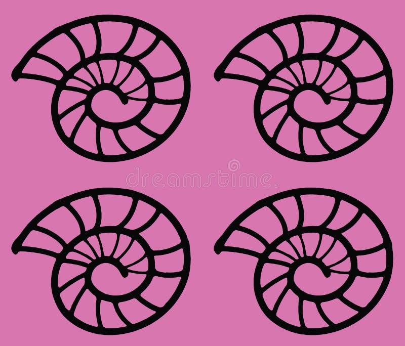 Abstract and Contemporary Digital Art Ammonite Fossil Design Stock ...