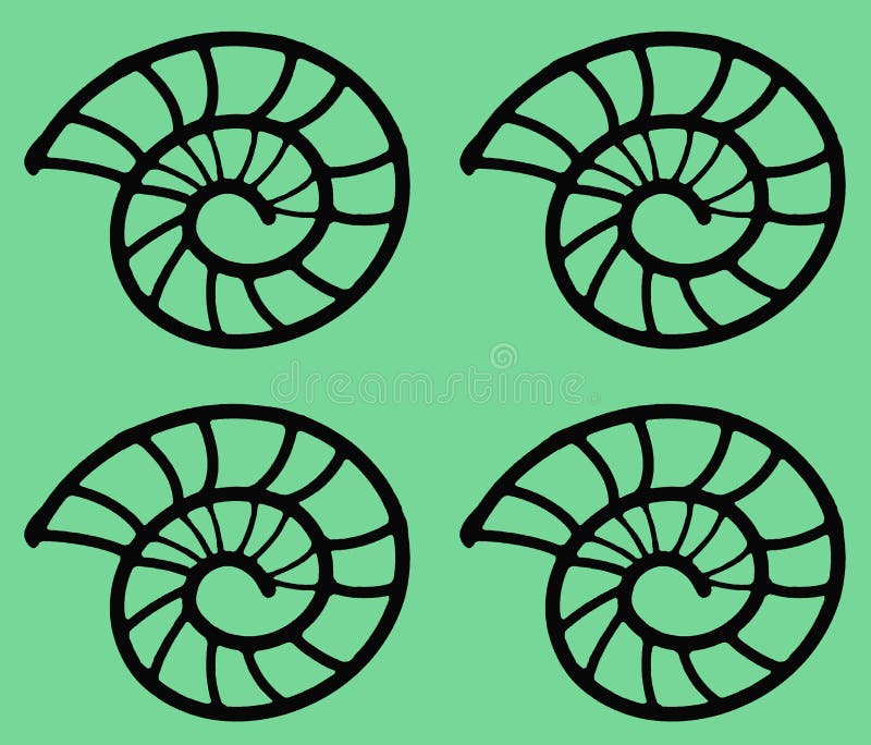 Abstract and Contemporary Digital Art Ammonite Fossil Design Stock ...