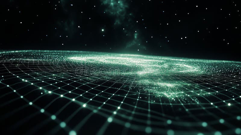 An Abstract Wave of Digital Data Patterns in Cyber Space, Over a Dark ...