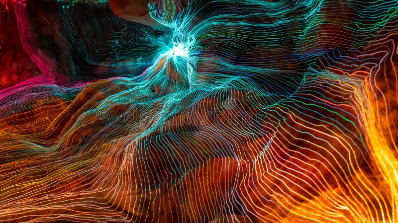 Abstract Wave of Digital Weave Lines Connecting Network Dots and Dark ...