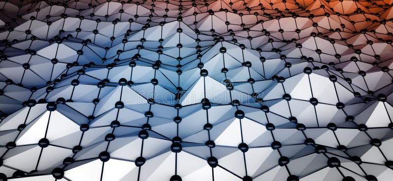 Abstract Wave with Dots and Lines 3D Rendering Stock Illustration ...