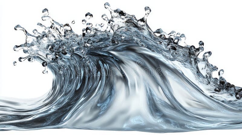 Abstract Wave Explosion with Silver Liquid Splashed on Transparent ...