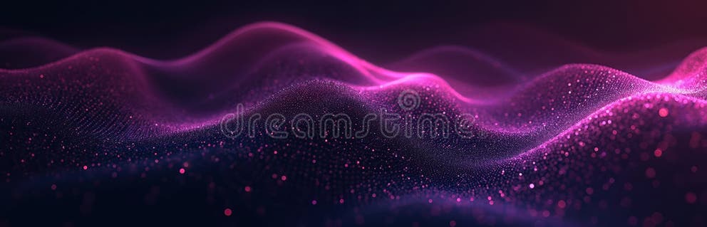 Abstract Wave Flow Illustration. Glowing Particles Form Digital Wave ...