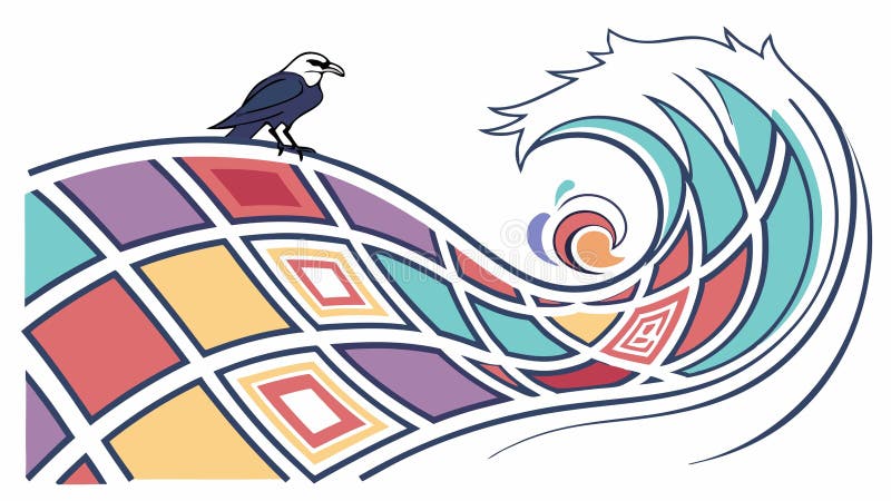 Abstract Wave Flowing Over Geometric Hill, Modern Art, Vector Design ...