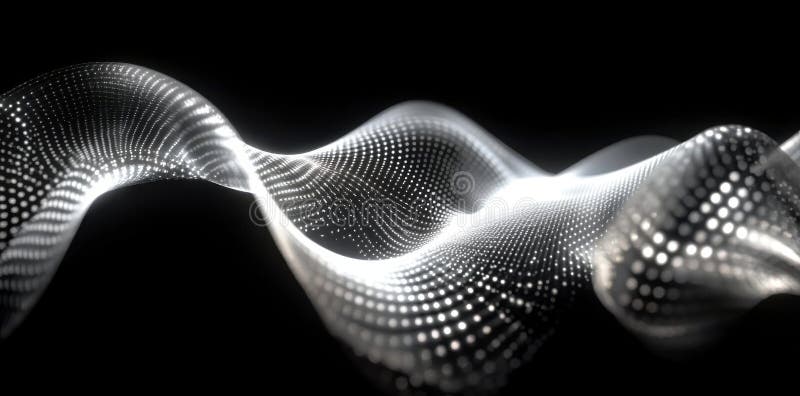 Abstract Wave, Forms a Glowing, Curved Surface with Dotted Pattern ...
