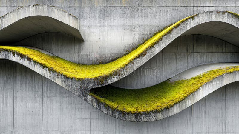 Abstract Wave Forms in Yellow and Gray Concrete Stock Illustration ...