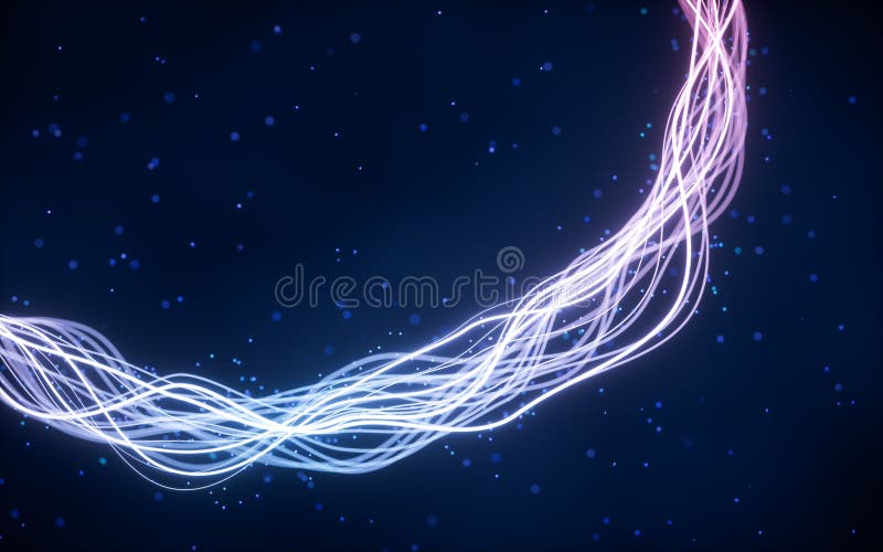 Abstract Wave Gradient Curves and Particles, 3d Rendering Stock ...