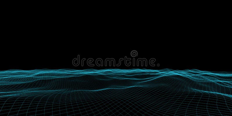 Abstract Wave Grid Neon Color Mesh Light Effect 3d Illustration Stock ...