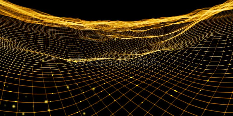 Abstract Wave Grid Neon Color Mesh Light Effect 3d Illustration Stock ...