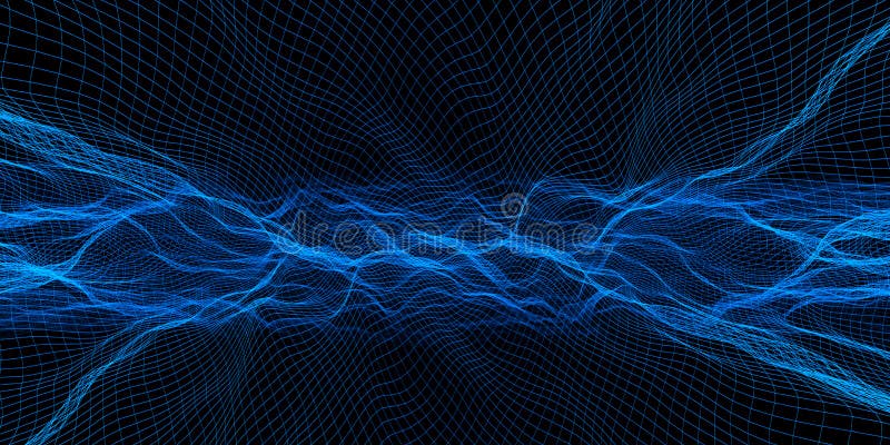 Abstract Wave Grid Neon Color Mesh Light Effect 3d Illustration Stock ...
