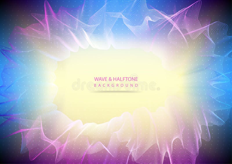 Dynamic Wave and Halftone on Color Background. Element for Design ...