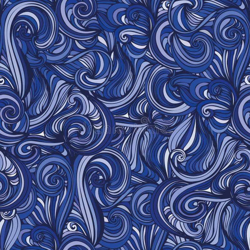 Abstract Wave Hand-drawn Pattern. Seamless Texture Stock Vector ...