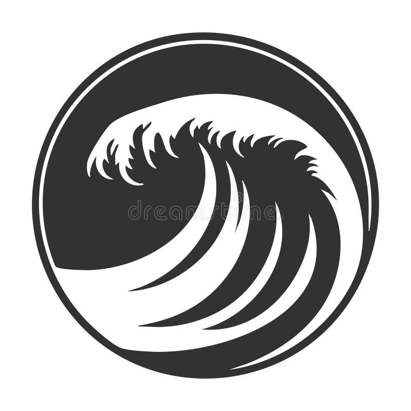 Abstract Wave Icon in Black and White Circular Design. Stock ...