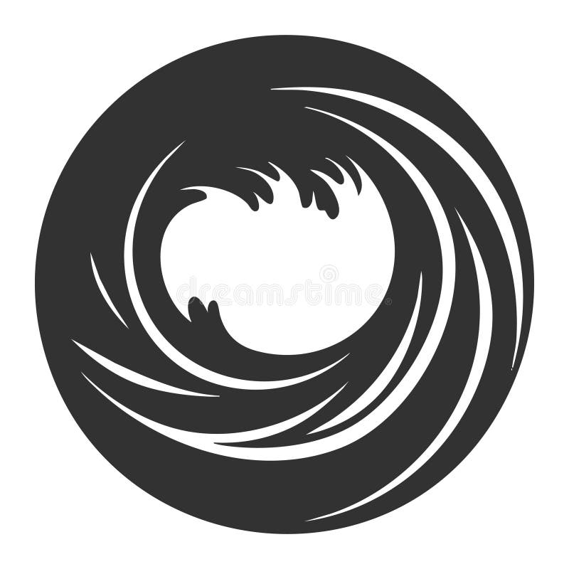 Abstract Wave Icon with Swirling Circular Design in Monochrome. Stock ...
