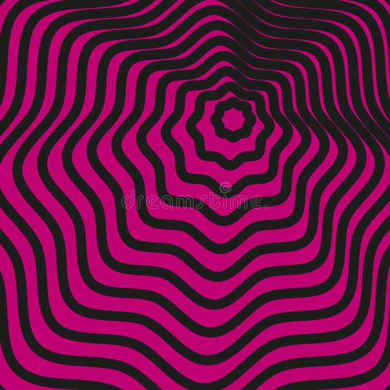 Abstract Wave Illusion. Black Pink Motion. Geometric Psychedelic Effect ...