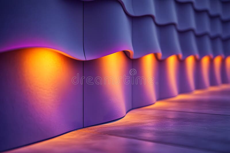 Abstract Wave-Inspired Wall with Vibrant Gradient Lighting for Modern ...
