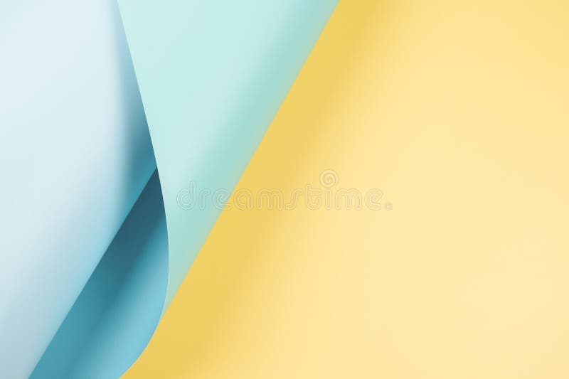 Abstract Wave of Light Blue and Green Paper on Yellow Background ...