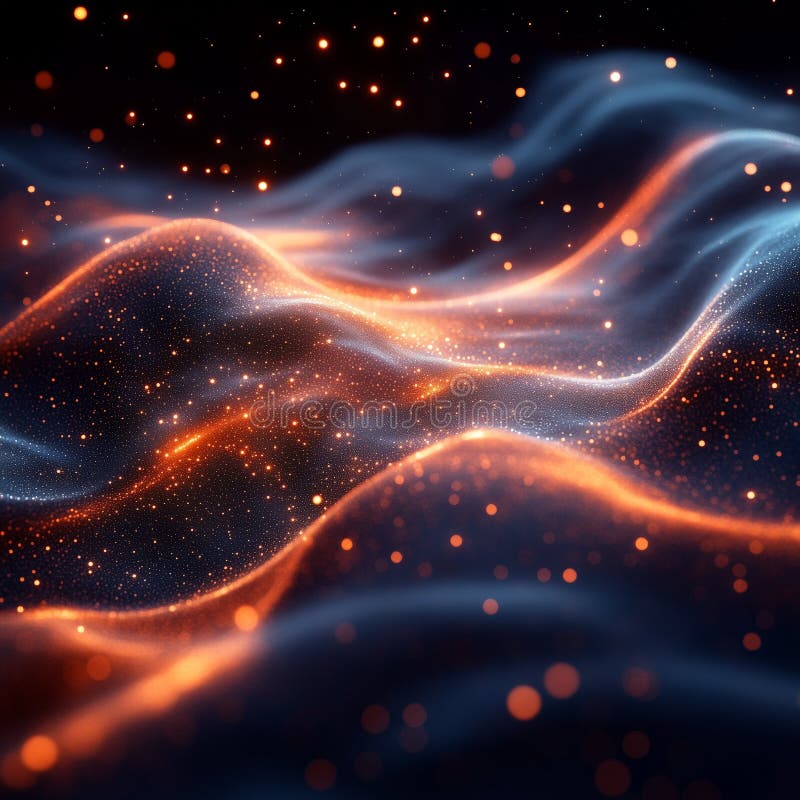 Abstract Glowing Waves of Light on a Dark Background. Futuristic ...