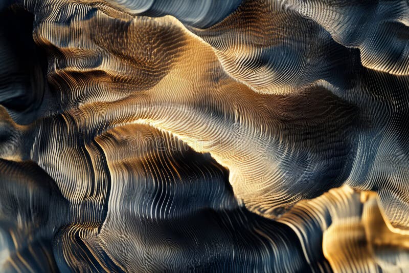 Abstract Wave-like Motion in Gold and Black, Continuously Shifting in ...