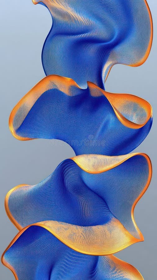 Abstract Wave-like Structure in Blue and Orange, Showcasing Fluidity ...