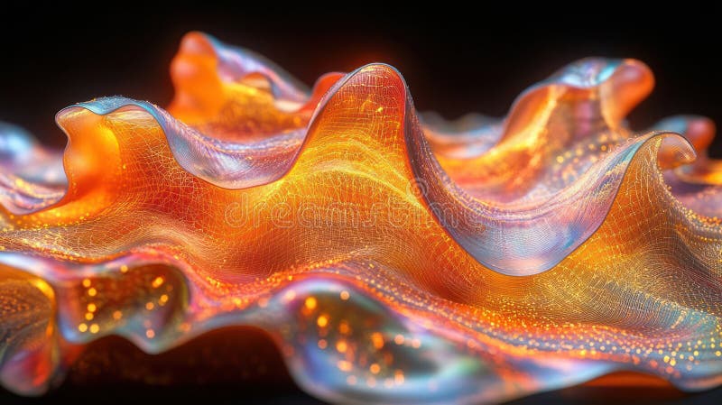 Abstract Wave-like Structure with Glowing Colors and Intricate Patterns ...
