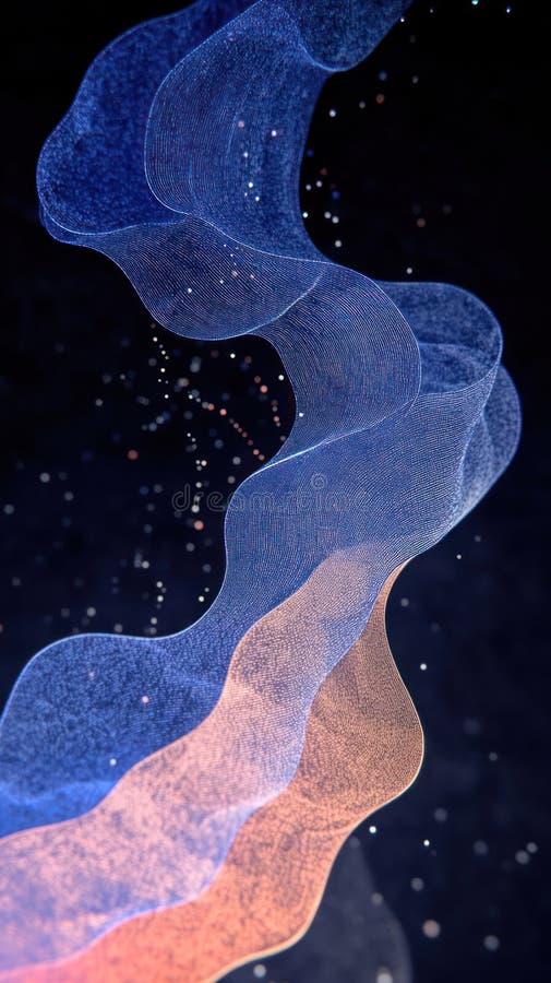 Abstract Wave-like Structure with Soft Colors and Particles, Suggesting ...