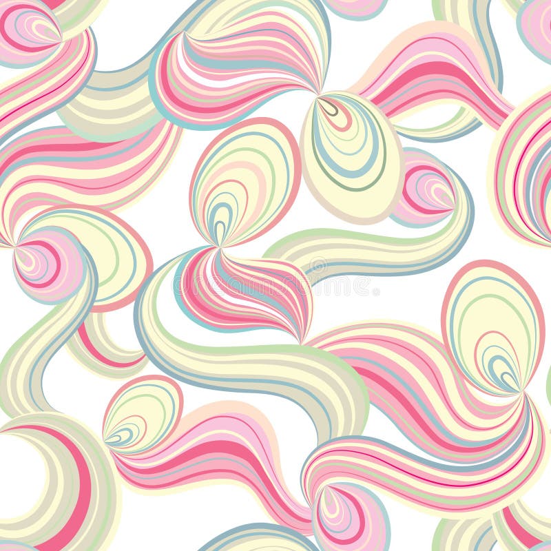 Abstract Wave Line and Loops Seamless Pattern. Striped Swirl Waves ...