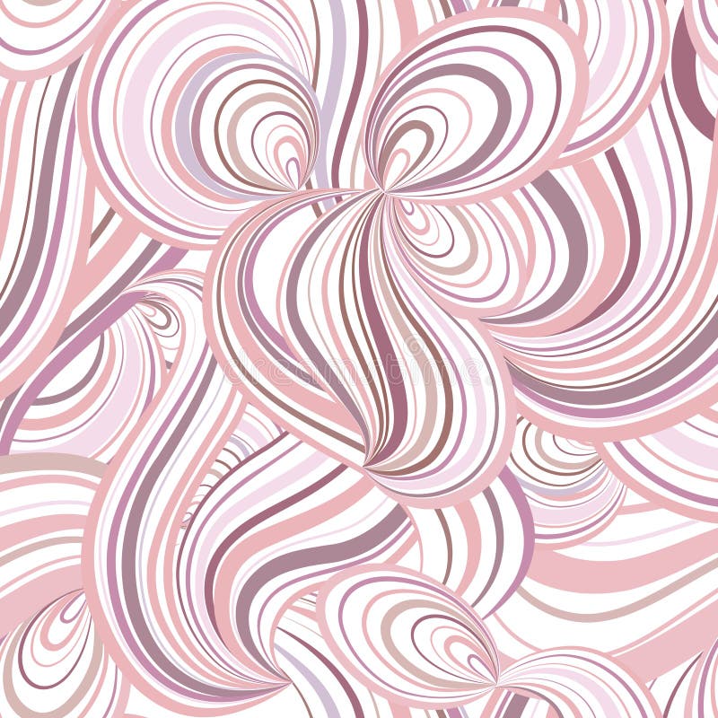 Abstract Wave Line and Loops Seamless Pattern. Swirl Striped White ...