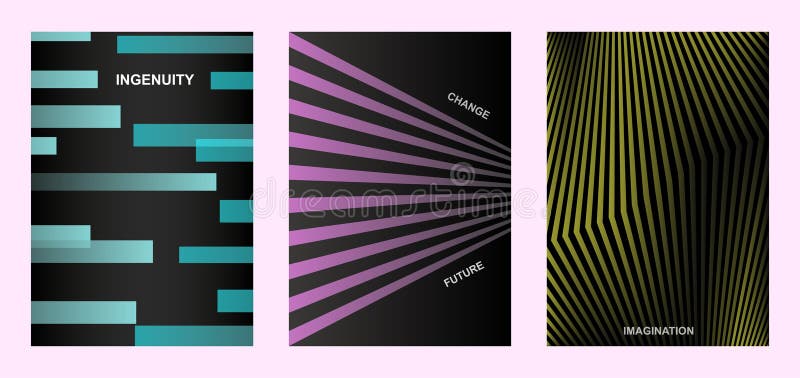 Abstract Wave Line Poster Background. Set Cover Card with Geometric ...