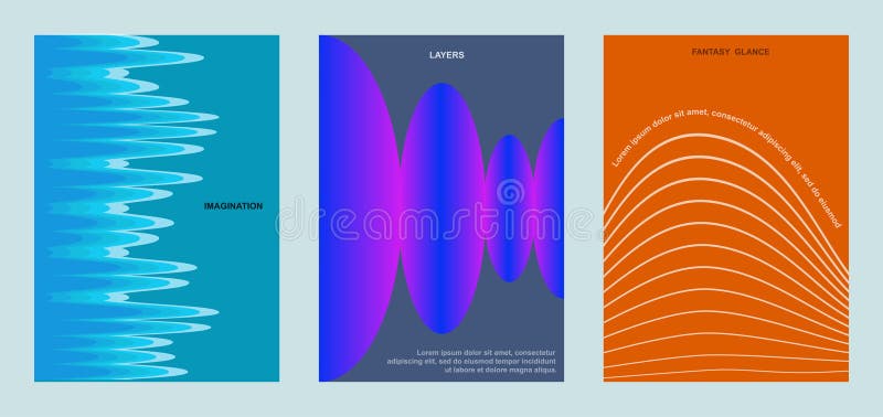 Abstract Wave Line Poster Background. Set Cover Card with Geometric ...
