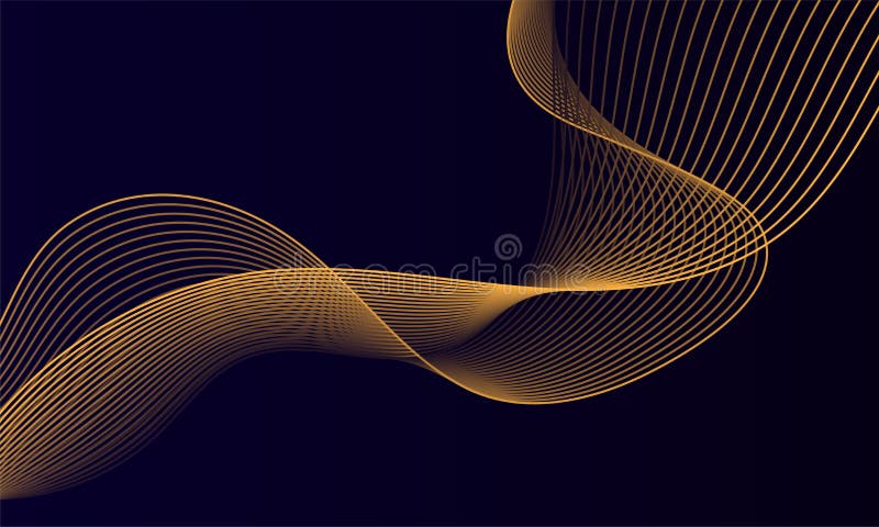 Abstract Wave Lines Movement in Blue and Golden Color Stock ...