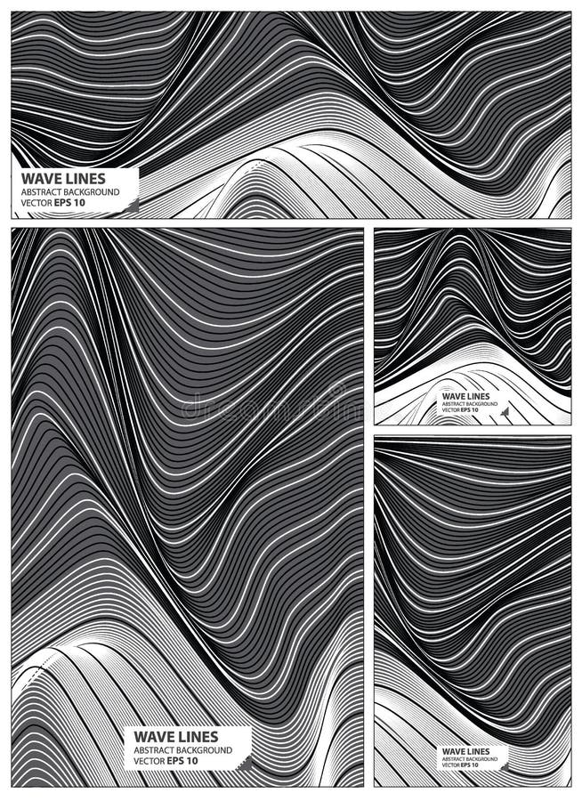 Abstract Wave Lines Pattern Set Black and White Color Background Stock ...